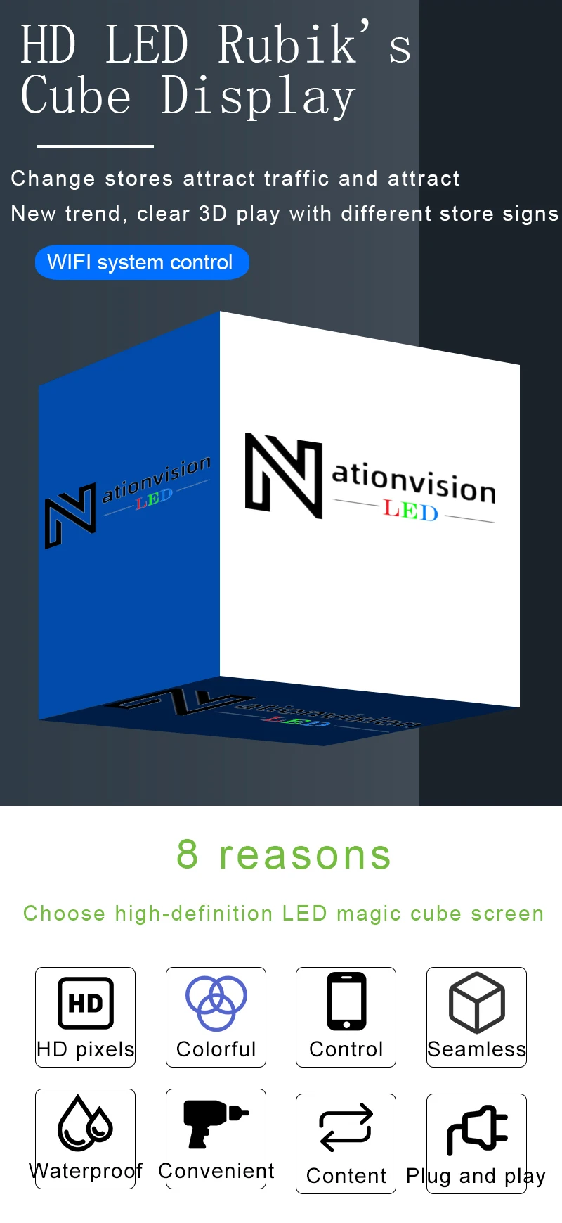 P2.5 Indoor Led Cube Screen Creative 5 Sides Advertising Cube Logo Brand Display Led Cube ...