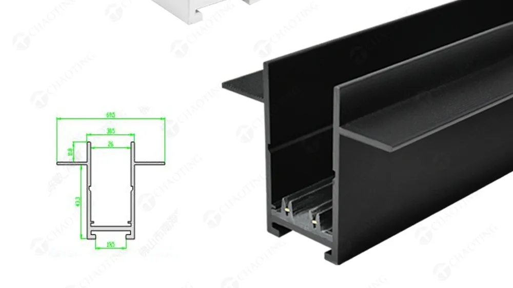 Recessed Mounting Black 2 Wire Magnet Track Rail System Linear 220v Led ...