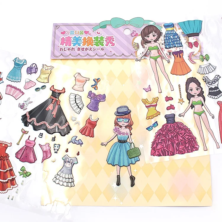 Wholesale Kawaii Children Girl Cartoon Dress up Puffy Sticker Nox-Toxic ...