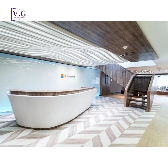 Custom Durable Library Reception Desk White Green Reception Desk ...