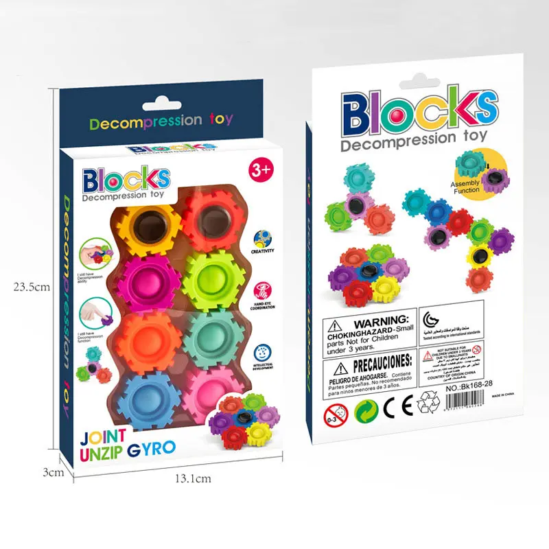 Ept 8pcs Decompression Building Block Spinner Finger Pop Sensory Stress ...