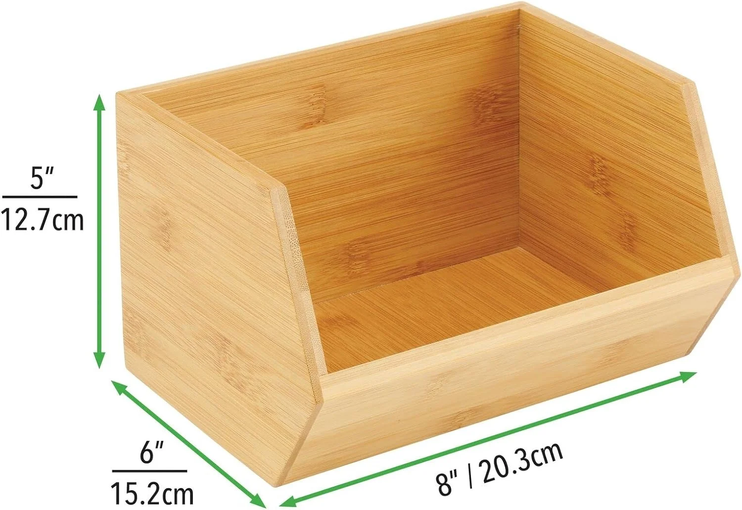 Bamboo Stackable Storage Bins Fruit Serving Basket Pantry Organizers ...