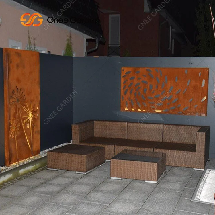 Steel Outdoor Privacy Screen Weathering Steel Garden Screen Steel ...