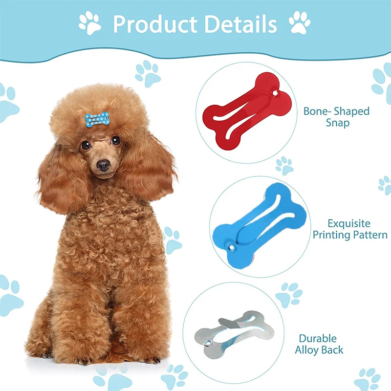 10Pcs Dog Hair Clips Mini Bone Shaped Puppy Hairpin Multicolor Pet ...