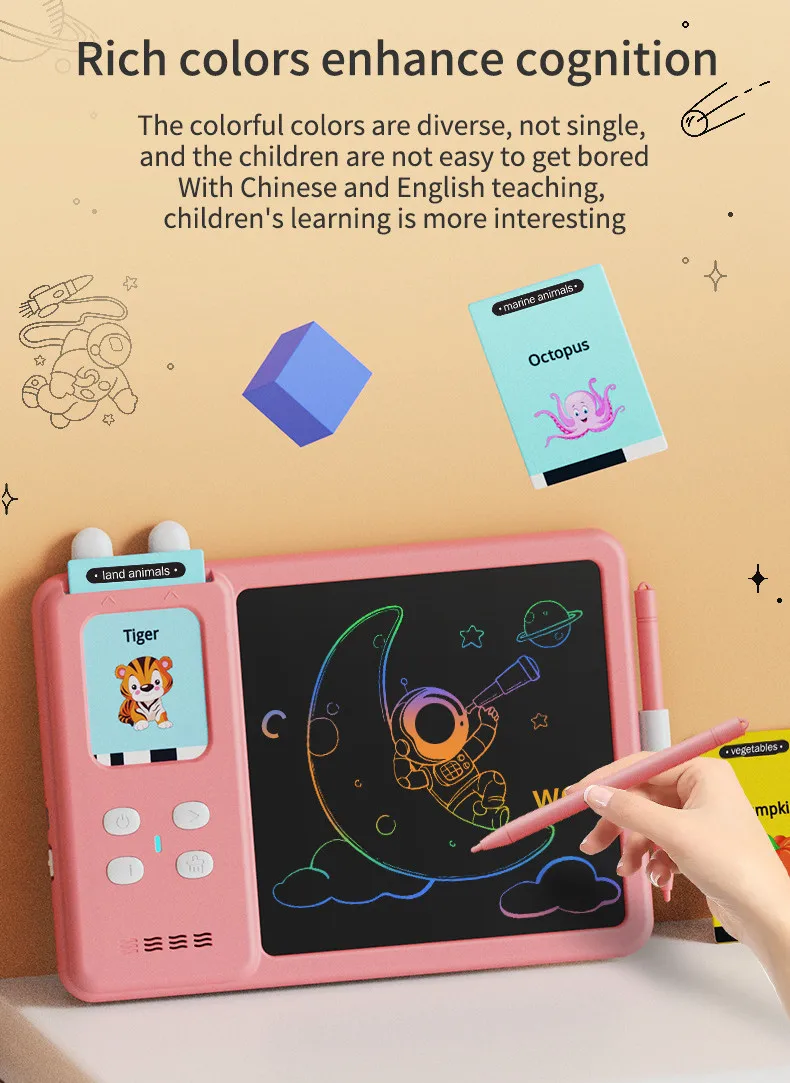 Talking Flash Cards Lcd Drawing Tablet 224 Sight Words Autism Sensory ...