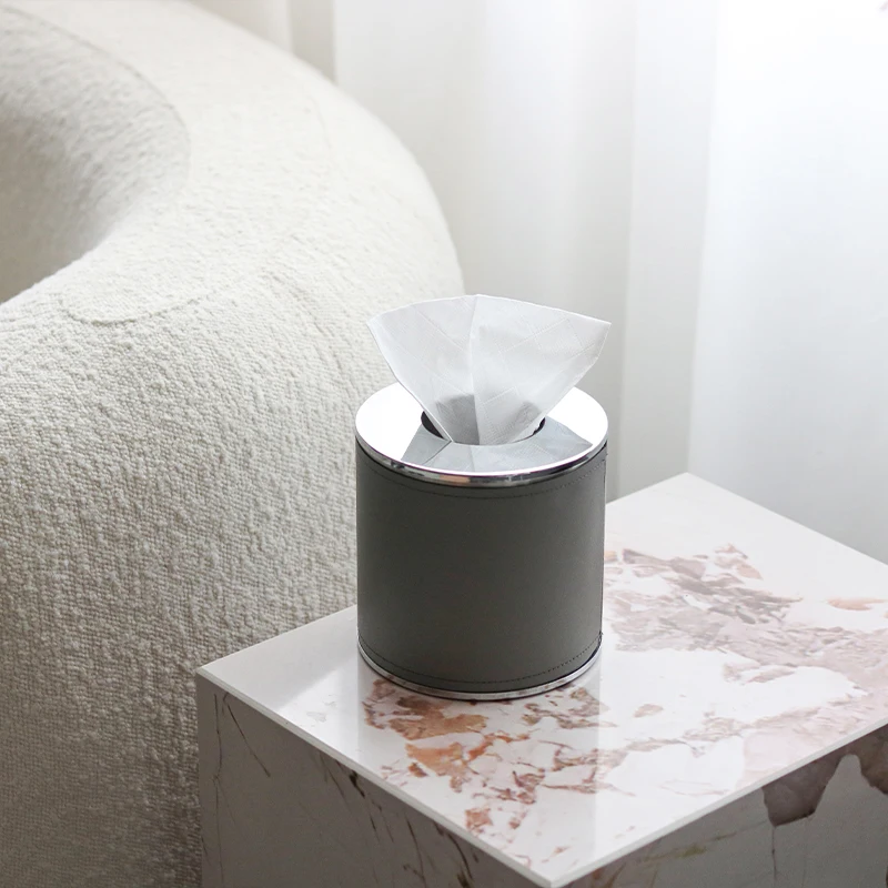 Luxury Furniture Art Home Decor Leather Decoration Cylindrical Shape ...