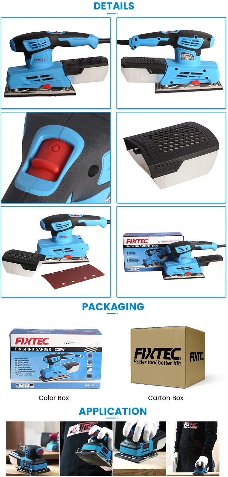FIXTEC 220W Portable Hand Electric Sander for Woodworking
