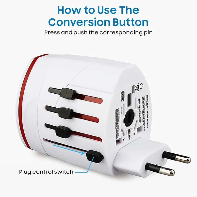 Universal Travel Plug Adapter All in One US EU UK AUS Plugs Sockets ...