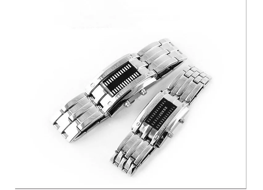 Lovers Men Women Stainless Steel Blue Binary Luminous Led Electronic ...