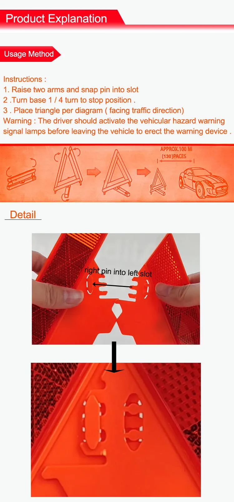 Emergency Stop Triangle Warning Sign Reflective Sign Trouble Dangerous ...