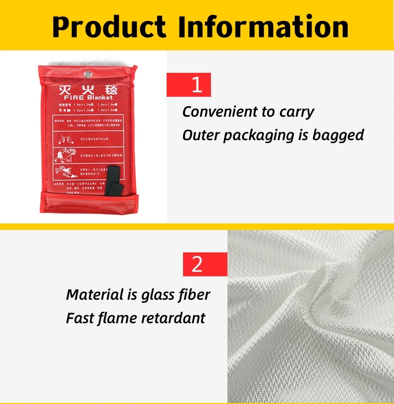 Reusable Fire Fighting Equipment Fiberglass Cloth Fire Blanket ...