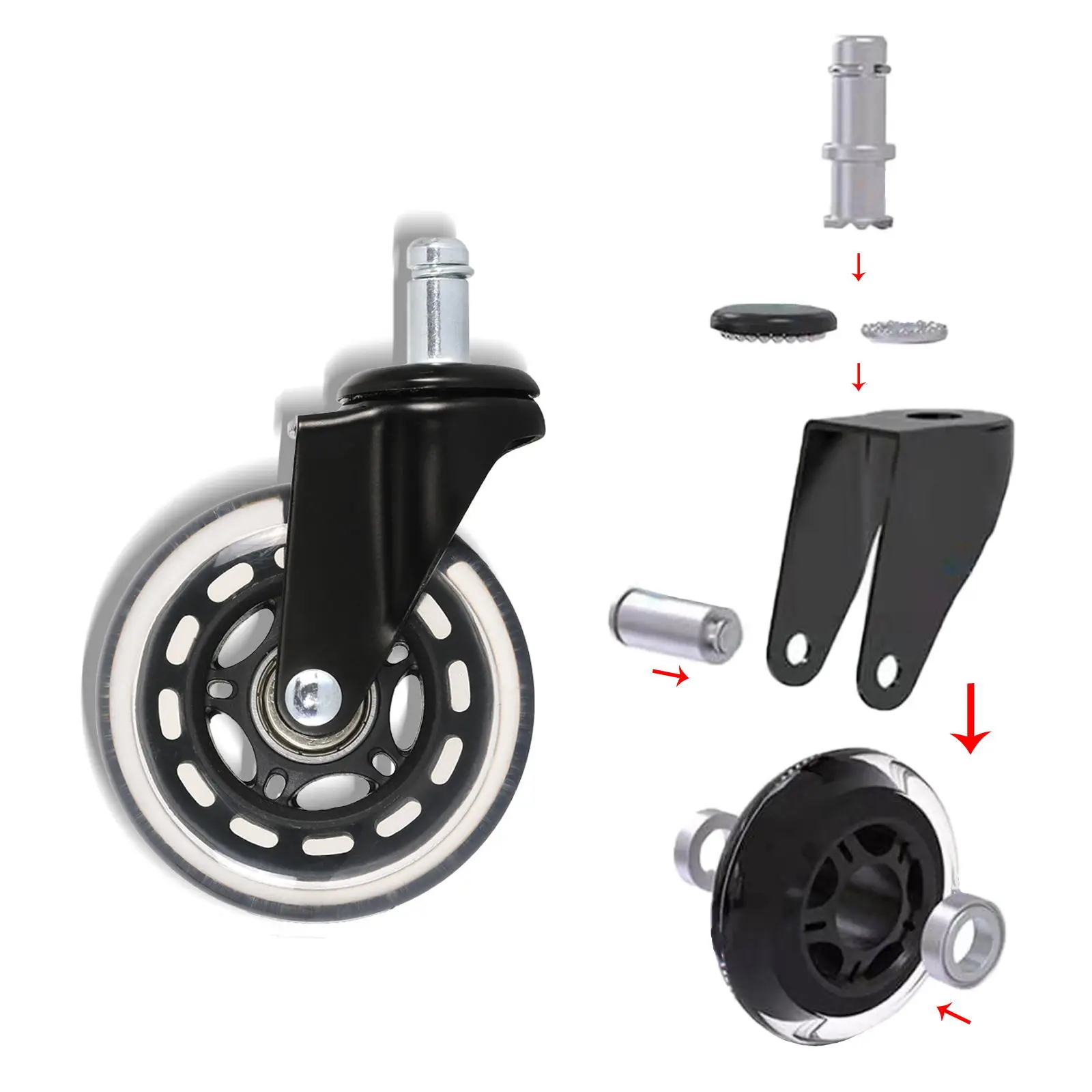 Office Chair Caster Wheels Replacement Rubber Chair Casters For ...
