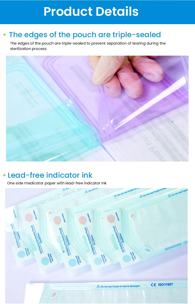 Dental Self-Sealing Sterilization Pouches Medical-Grade Disposable ...