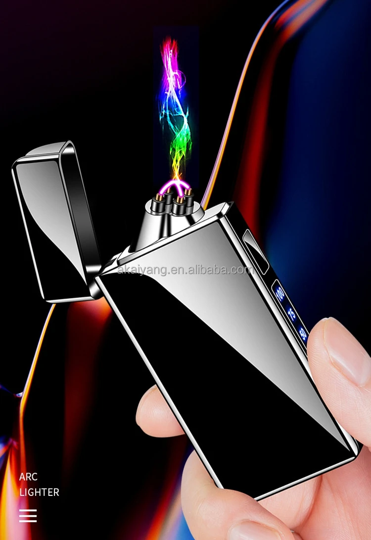 Customized Logo Dual Arc Charge Metal Windproof Lighter - Buy Windproof ...