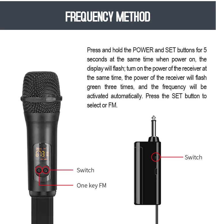 Universal Uhf Wireless Microphone Automatic Frequency Modulation Dual Channel Plastic Handheld ...