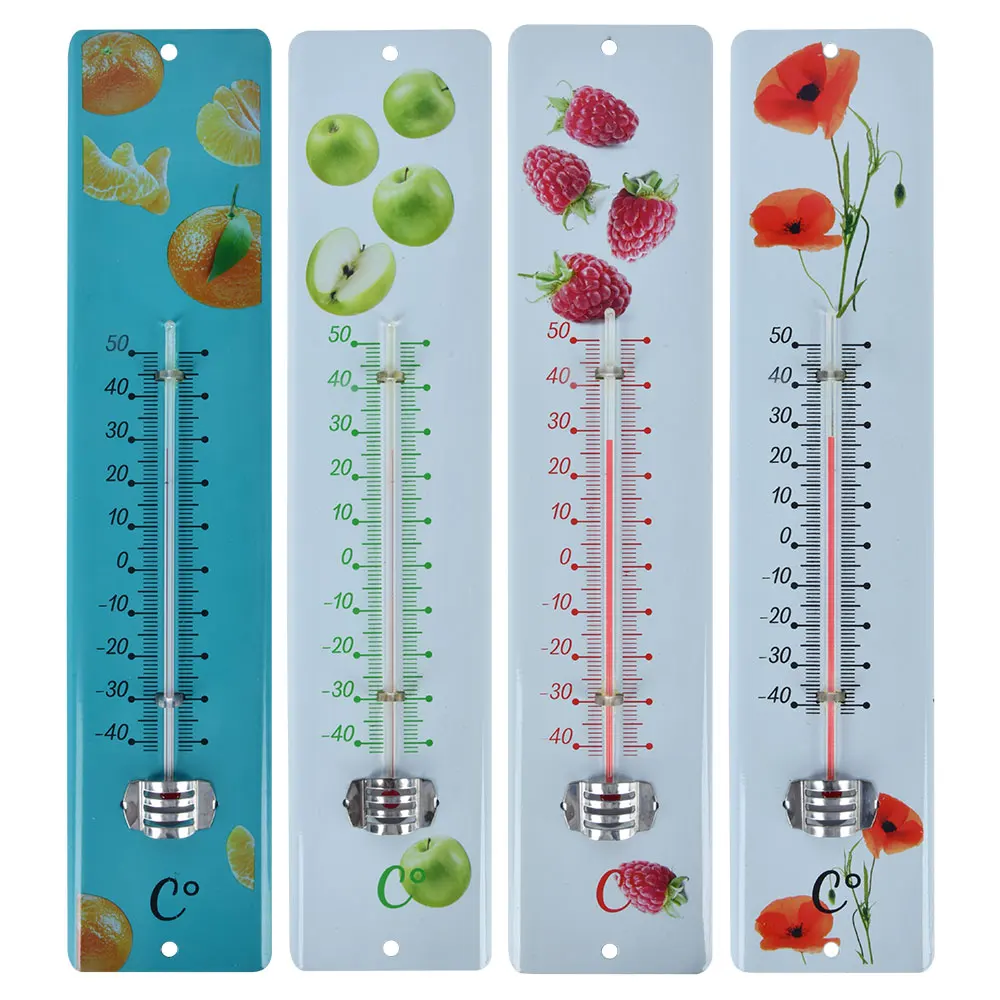 VERTAK Garden Metal Vertical Outdoor Glass Thermometer