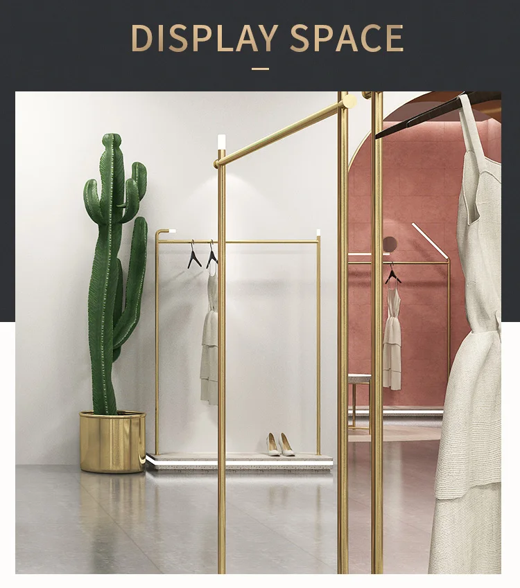 Luxury Store Fixtures Gold Clothing Display Stand Led Light Clothes ...