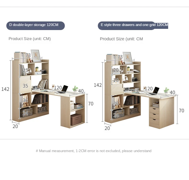 Modern Escritorio Wooden Corner Desk Bookcase Combination