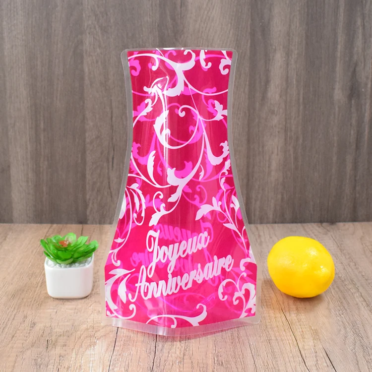 High Quality Clear Plastic Foldable Flower Vase for Home