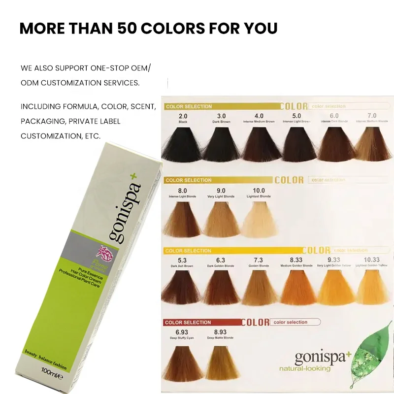 GONISPA No Ammonia No PPD Plant-Based Formula Non-Irritating Light ...