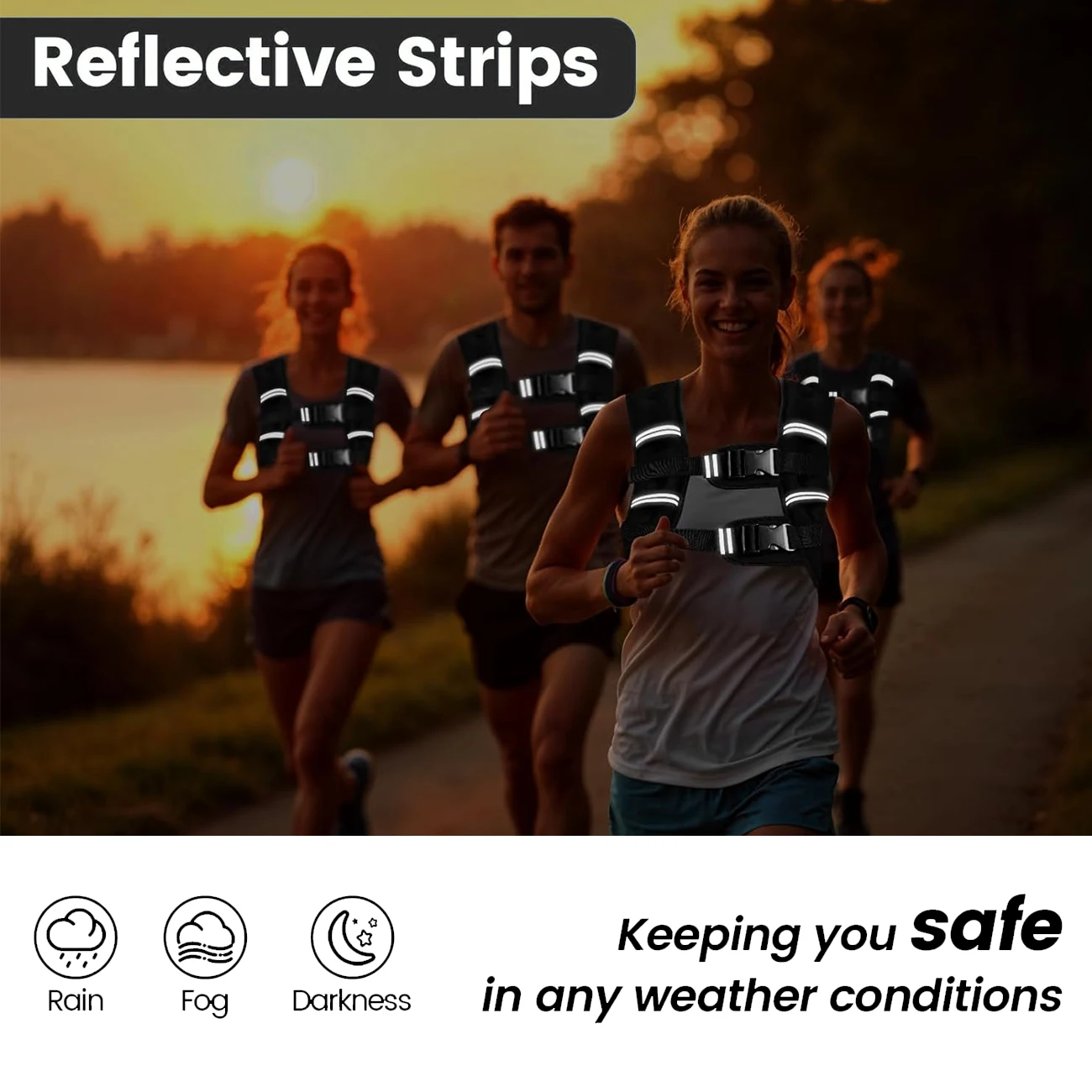 Reflective Stripe 6LB/8LB/12LB/16LB/20LB/25LB/30LB Weighted Vest for ...