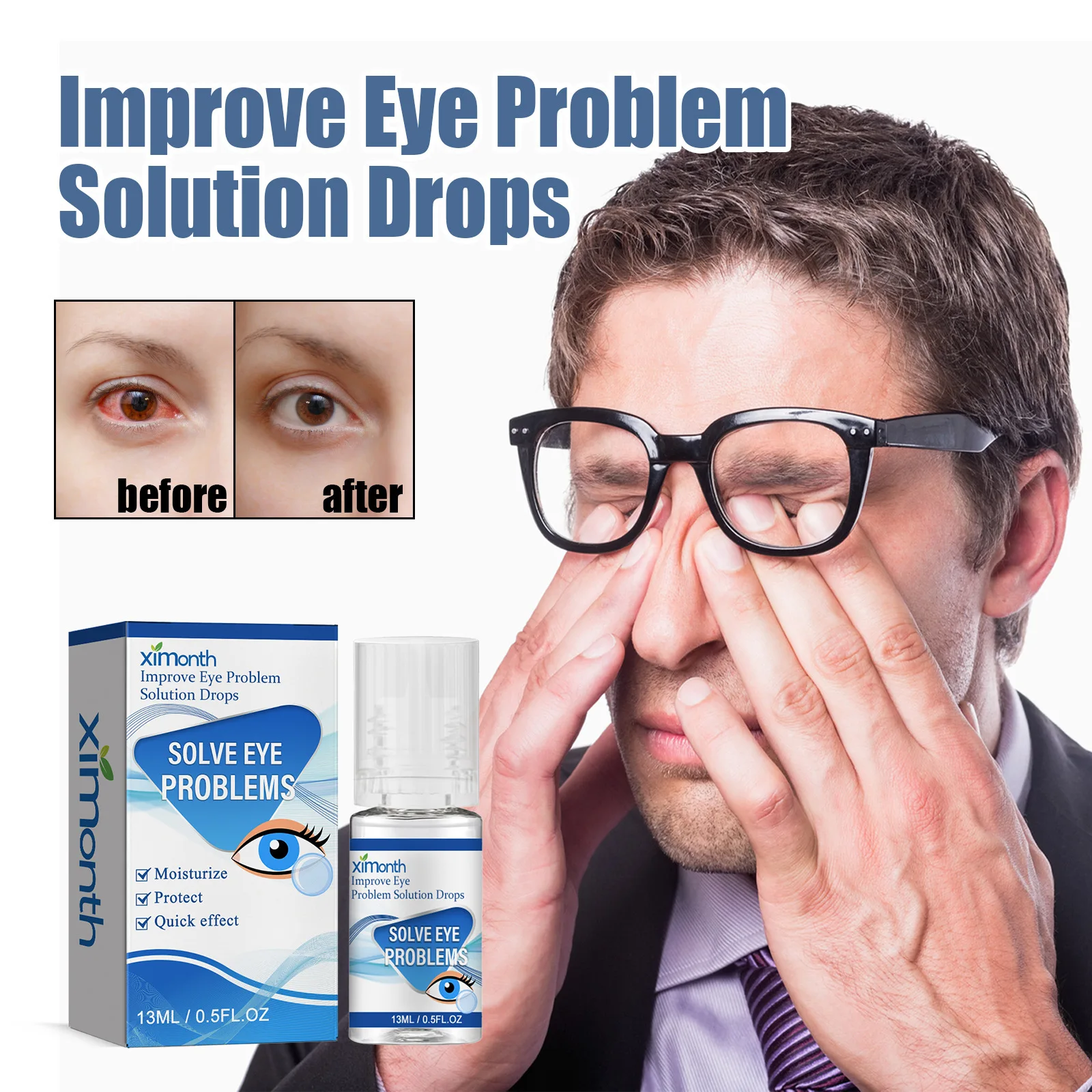 Ximonth Myopic Eye Drops For Eye Fatigue Swelling Blurred Vision Mild ...