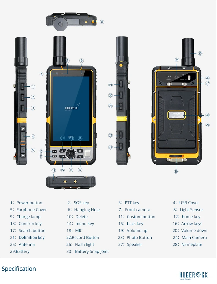 Hugerock T60kf Gps Rtk Preci Handheld Pda Smartphone Rugged Android Ex ...