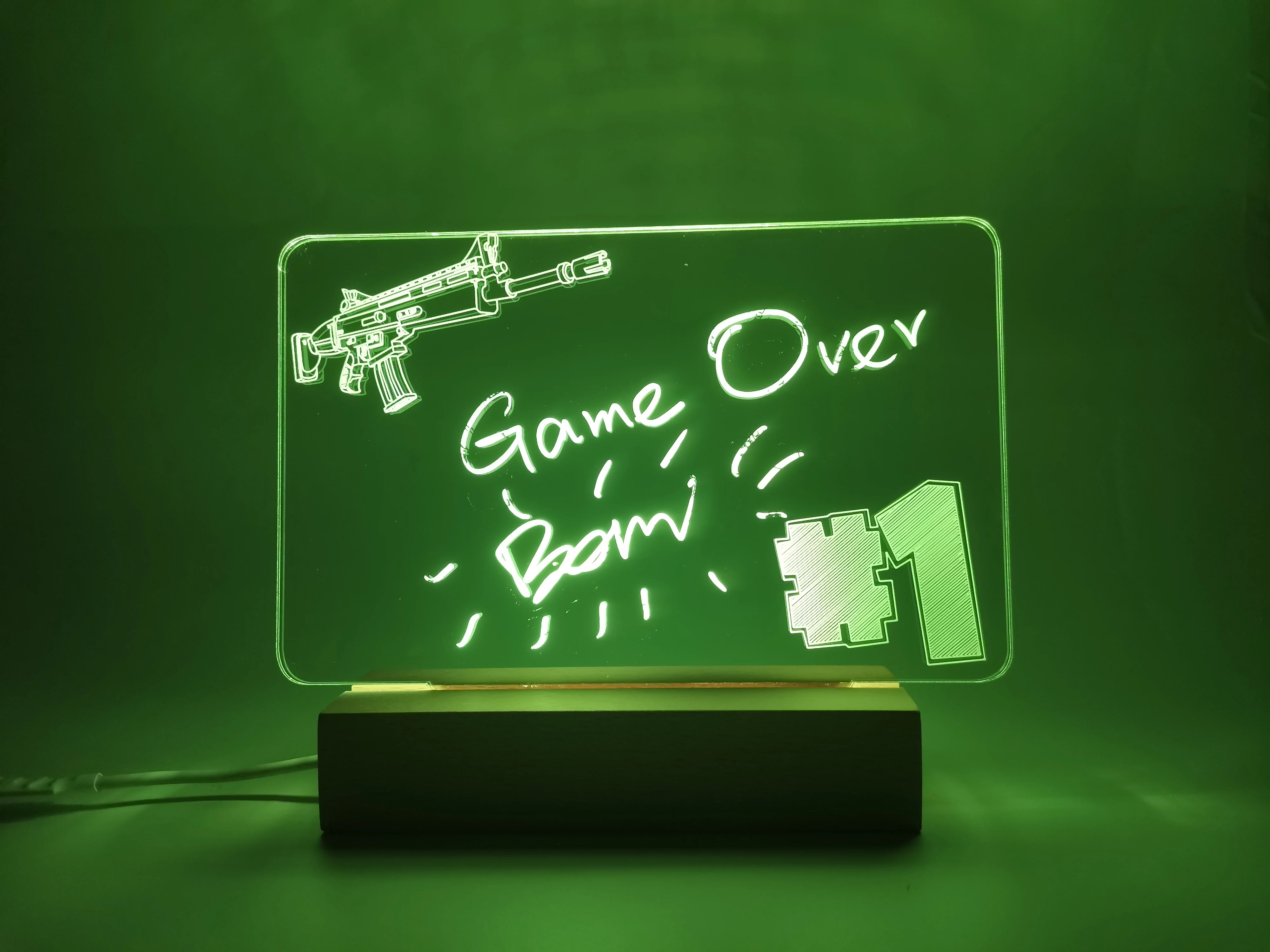 DIY 3D LED Night Lamp - Wood LED Light Base Rectangular