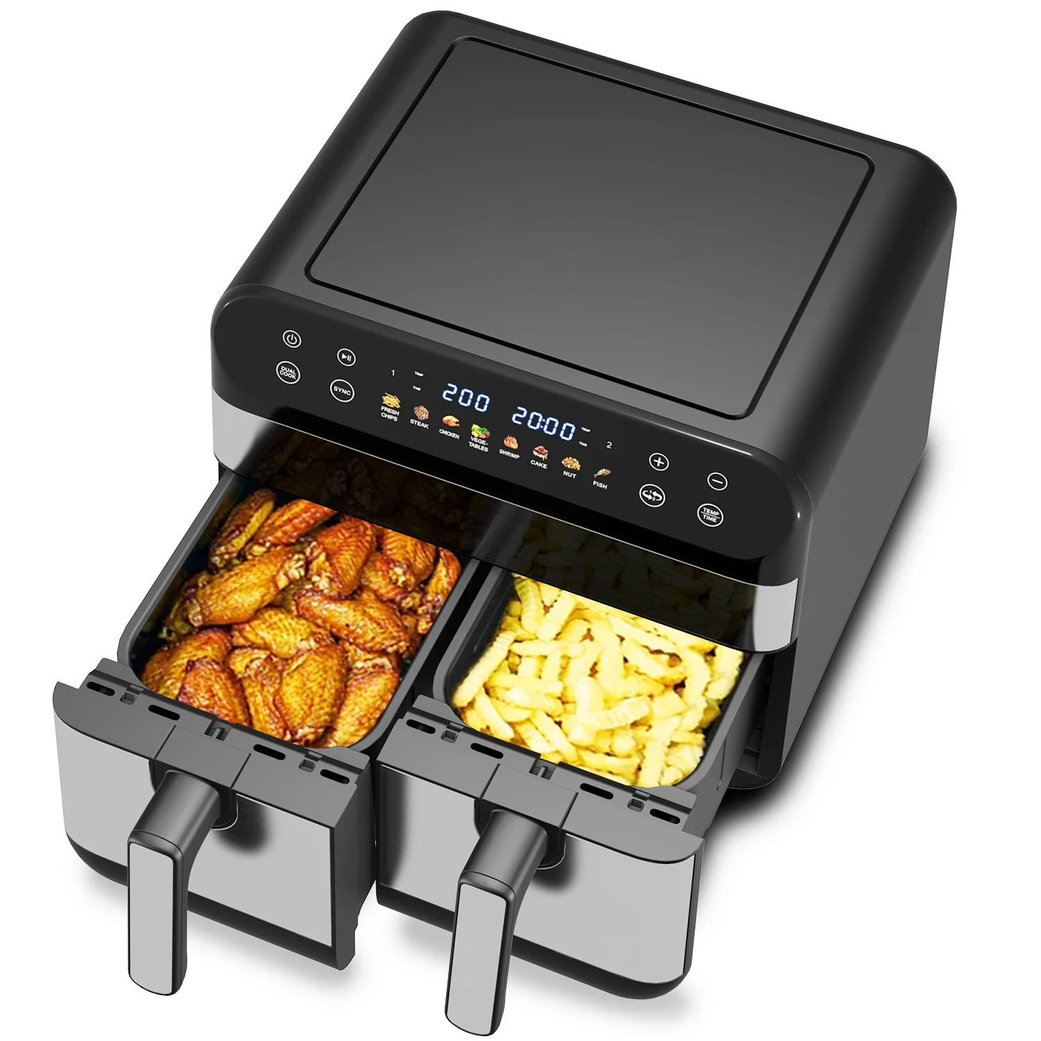 Hot Sale Double Air Fryer With Dual Basket 8l 9l 10l Two Dual Zone 2 ...
