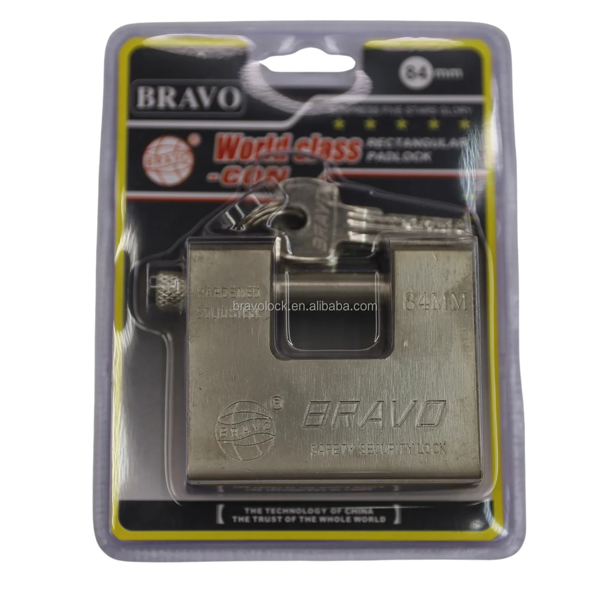 BRAVO Gold Rectangular Iron Padlock with Computer Keys