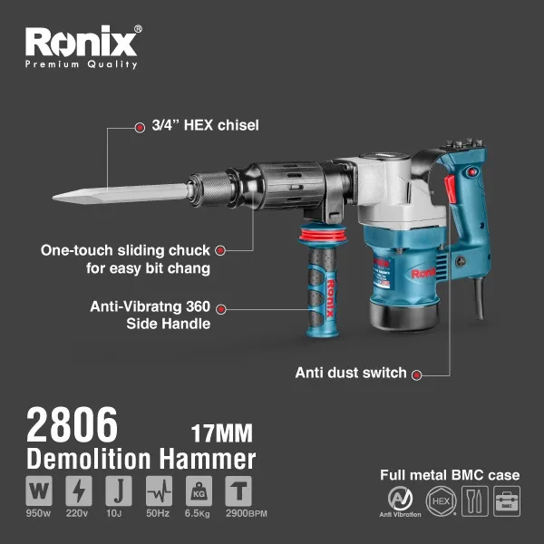 Ronix Demolition Hammer 2806 220v 950w 10j Sds-plus Power Tools Hammer ...