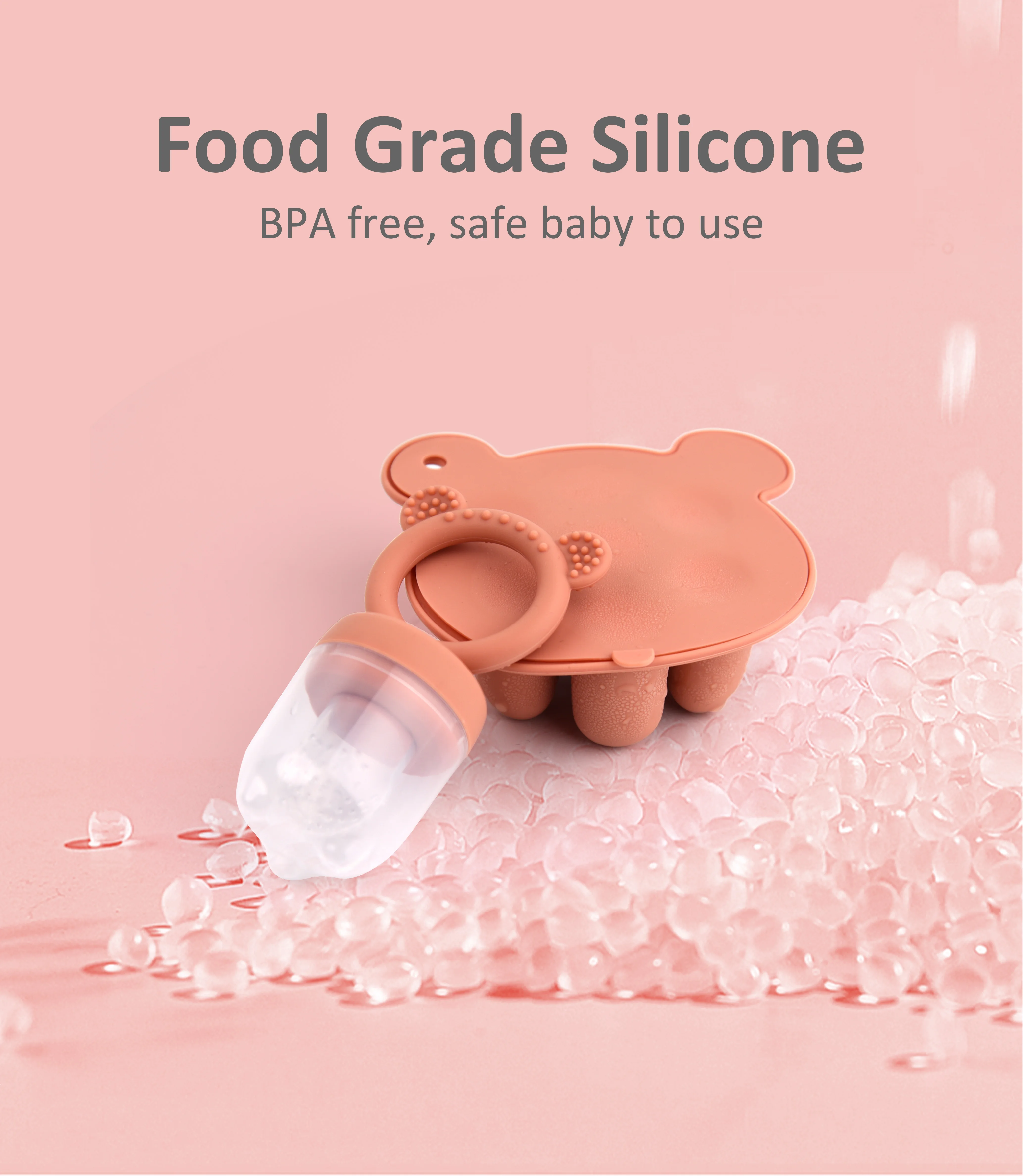 Silicone Baby Fruit Food Feeder with Freezer Pods
