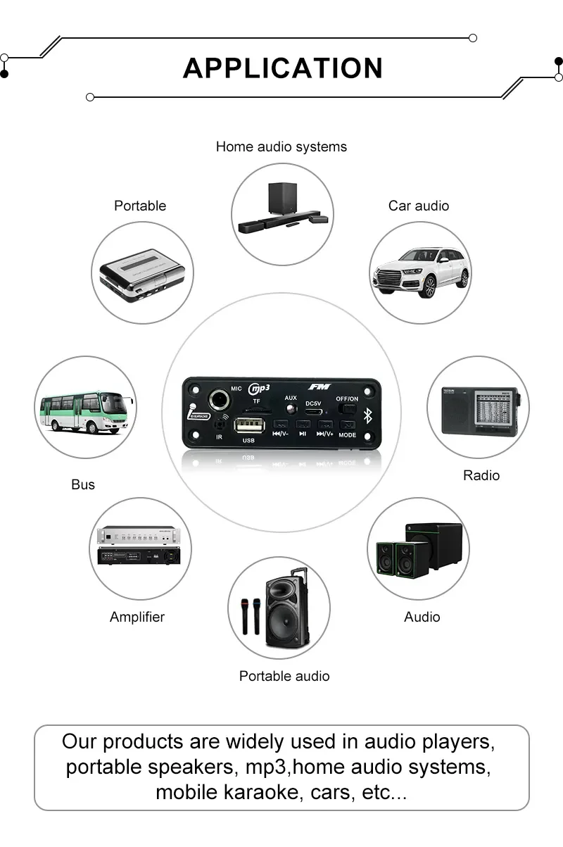 5V MP3 Decoding Board with Bluetooth - 2*3W to 2*5W Amplifier