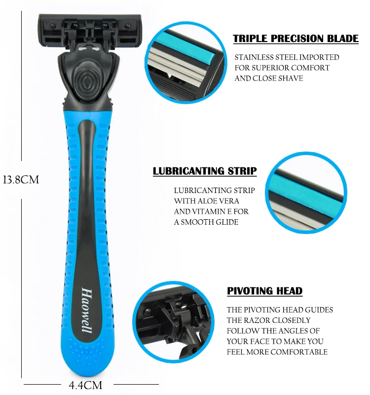 Haowell HW-B378DL Triple Blade Shaving Razor for Men & Women
