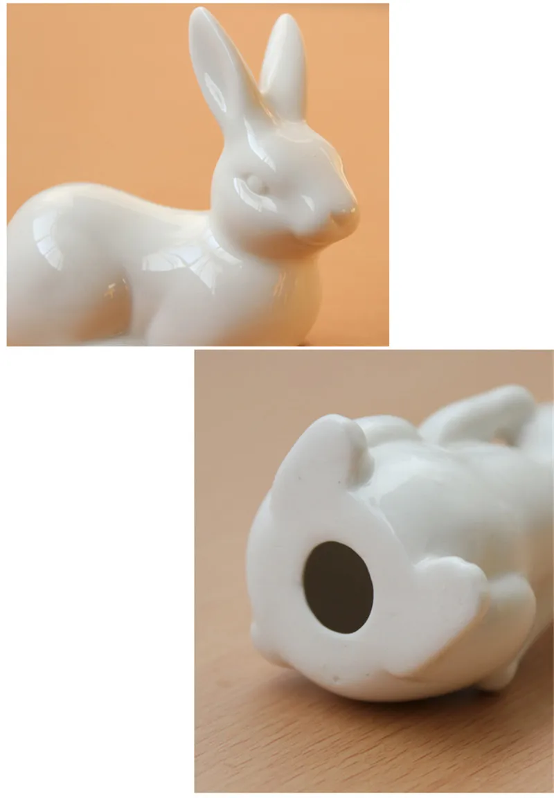 Ceramic Cute Pure White Rabbit Figurines Miniatures Bunny Home ...