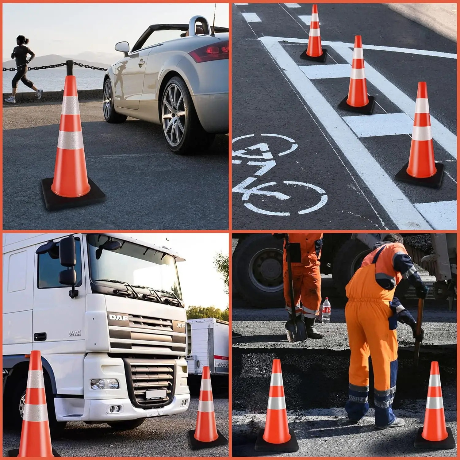 Benc 28 Inch Parking Pvc Orange Traffic Control Heavy Duty Black Base ...