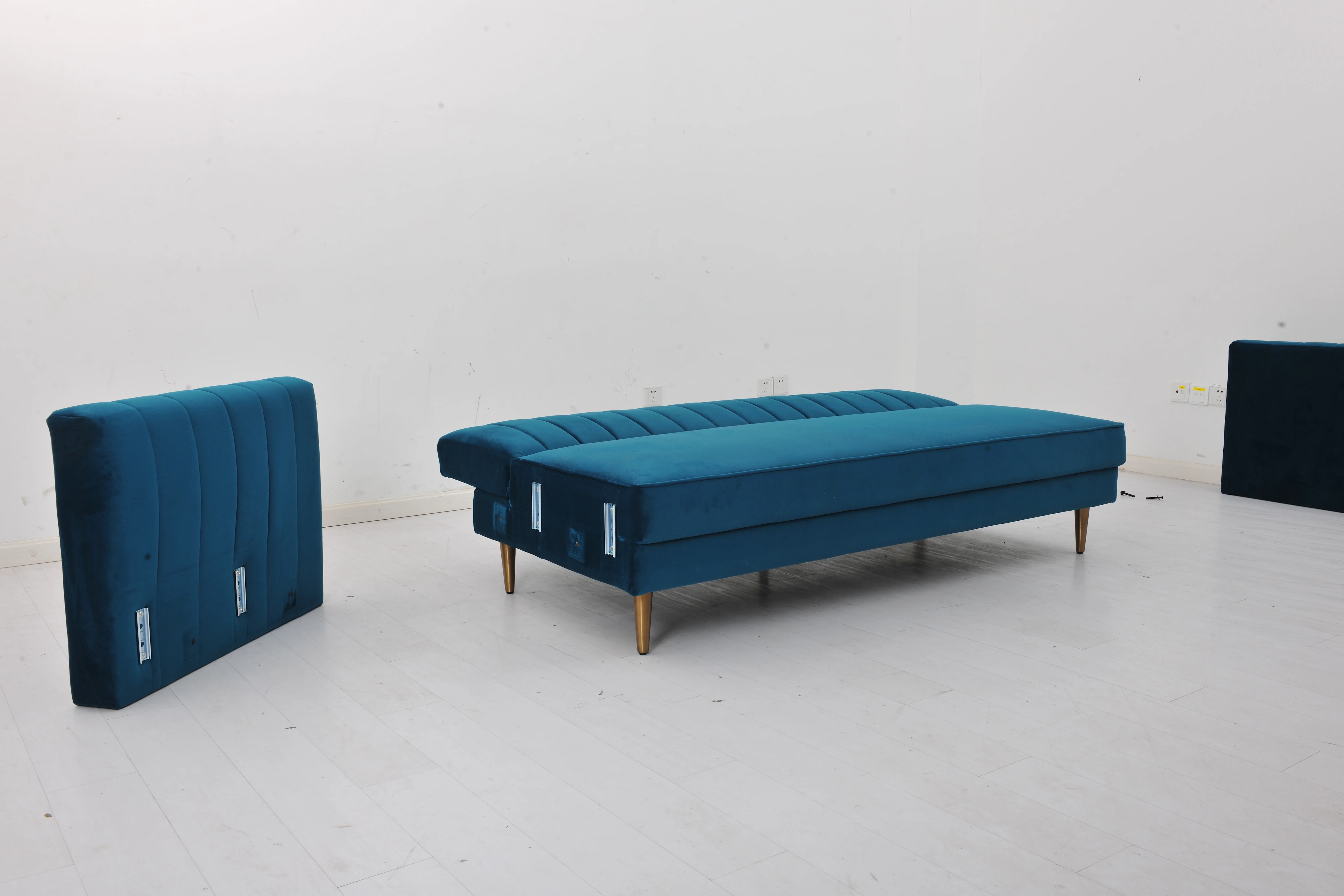 Nisco Living Room Teal Blue Velvet Arm Futon Foldable Sofa Bed - Buy ...