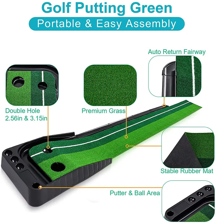 Custom Logo Portable Golf Putting Mat With Auto Ball Return Function ...
