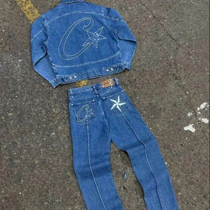 DENIMGUY Custom Jeans Suit Ensemble - Blue Denim Jacket