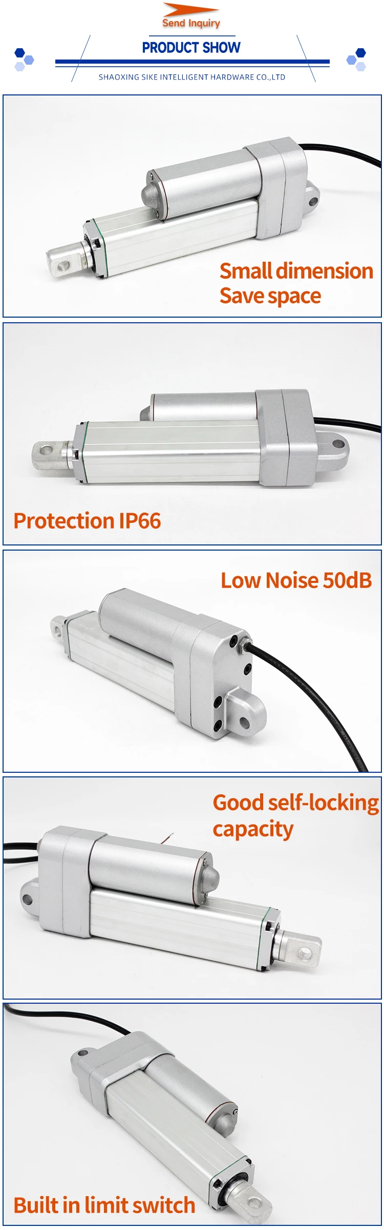 High Torque 24 Volt DC Motor Electric Telescopic Linear Actuator Ip66 ...