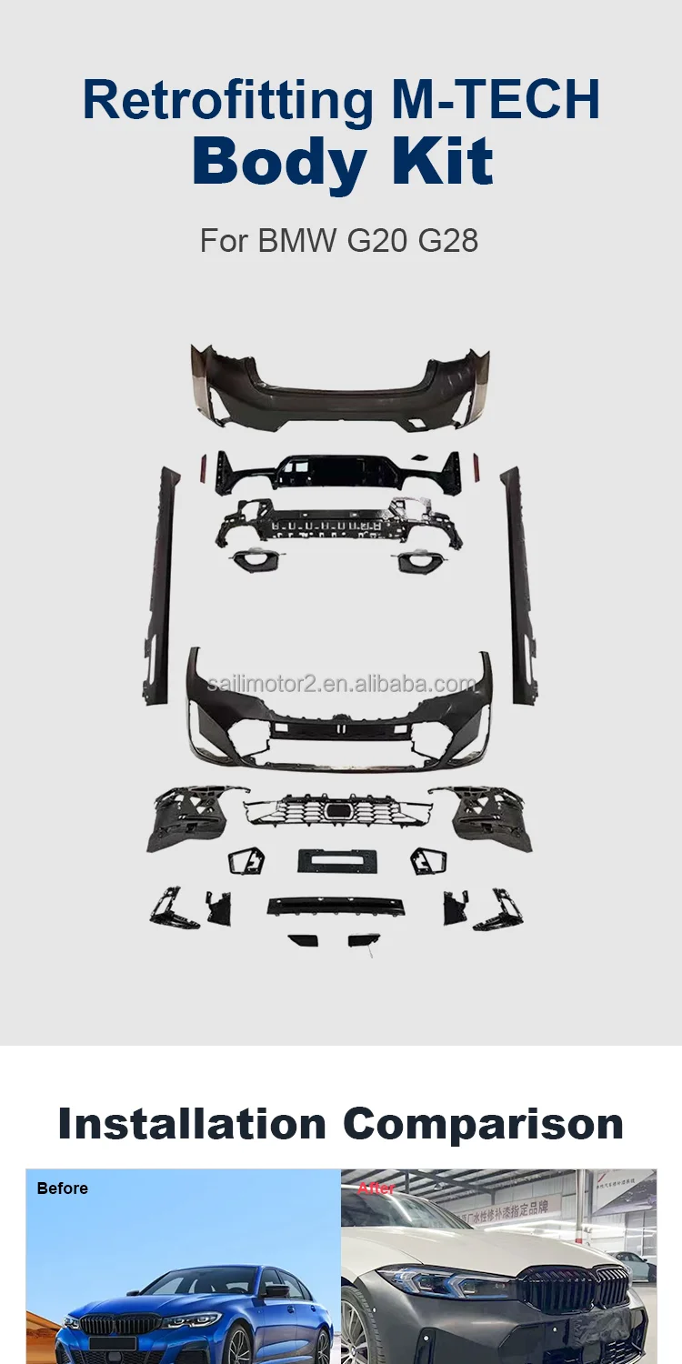 Abs Body Kit M-tech Style With Bumper Grille Side Skirt Spoiler Body ...