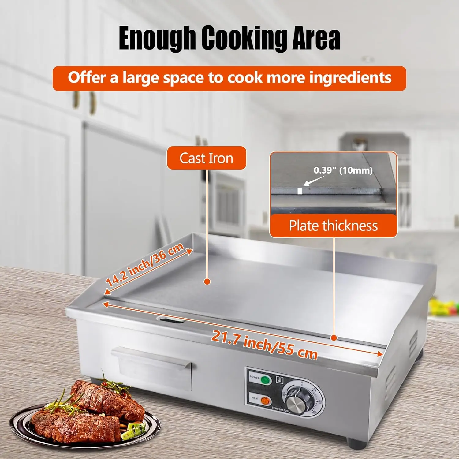 EG818 Non-Stick Restaurant Teppanyaki Stainless Steel Grill Commercial ...