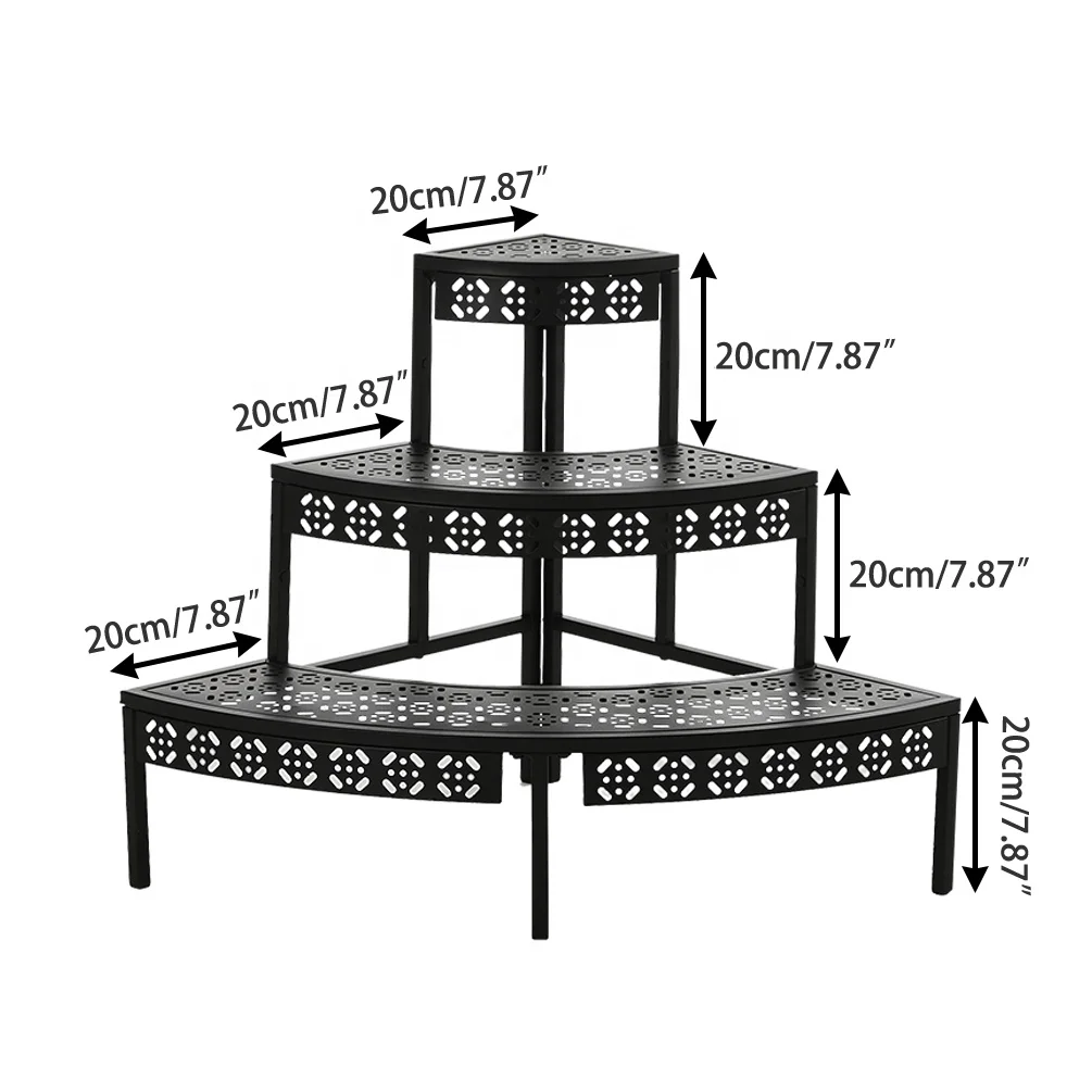 Baoyouni 3 Tier Metal Triangle Plant Table Stand Corner Flower Pot ...