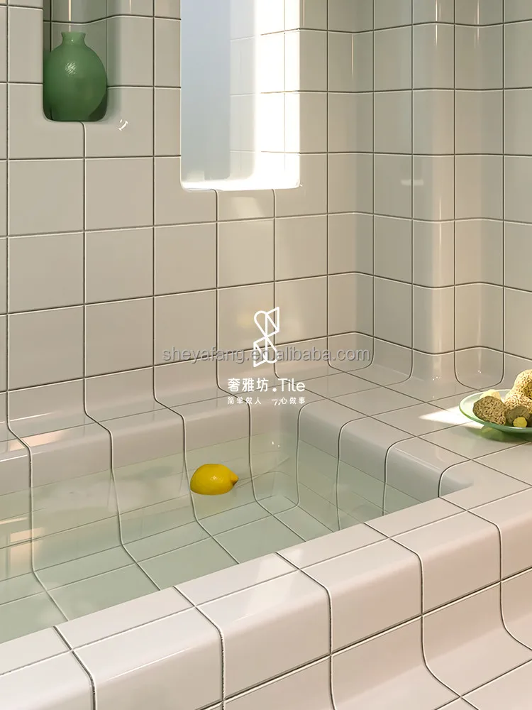 Lightweight Curved White Ceramic Wall Tiles for Modern Interior Decor ...