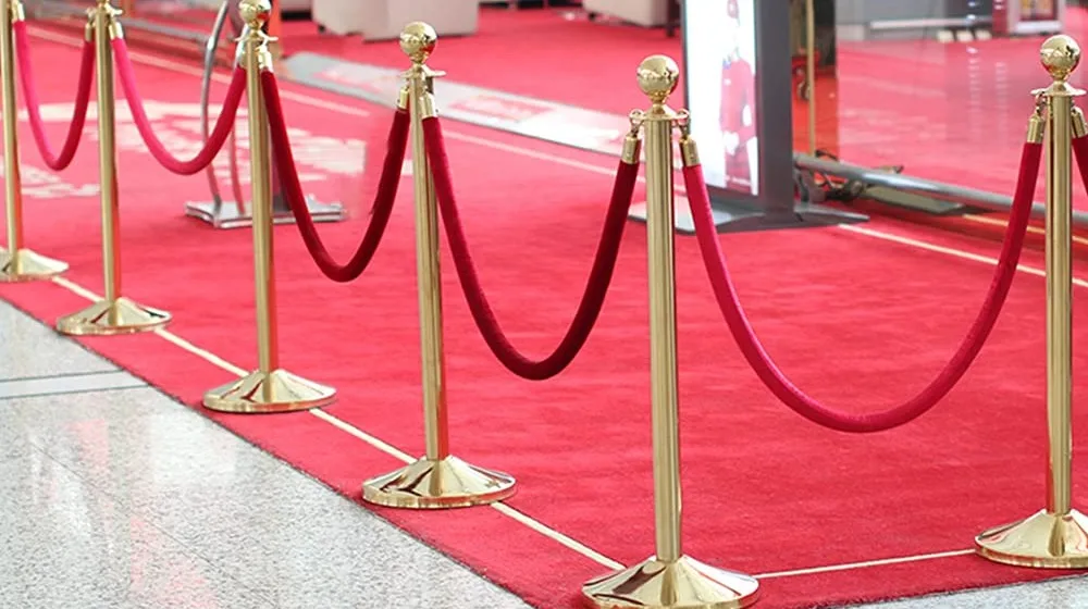 Gold Metal Barricade Red Carpet Poles Velvet Rope Queue Stand Barrier ...