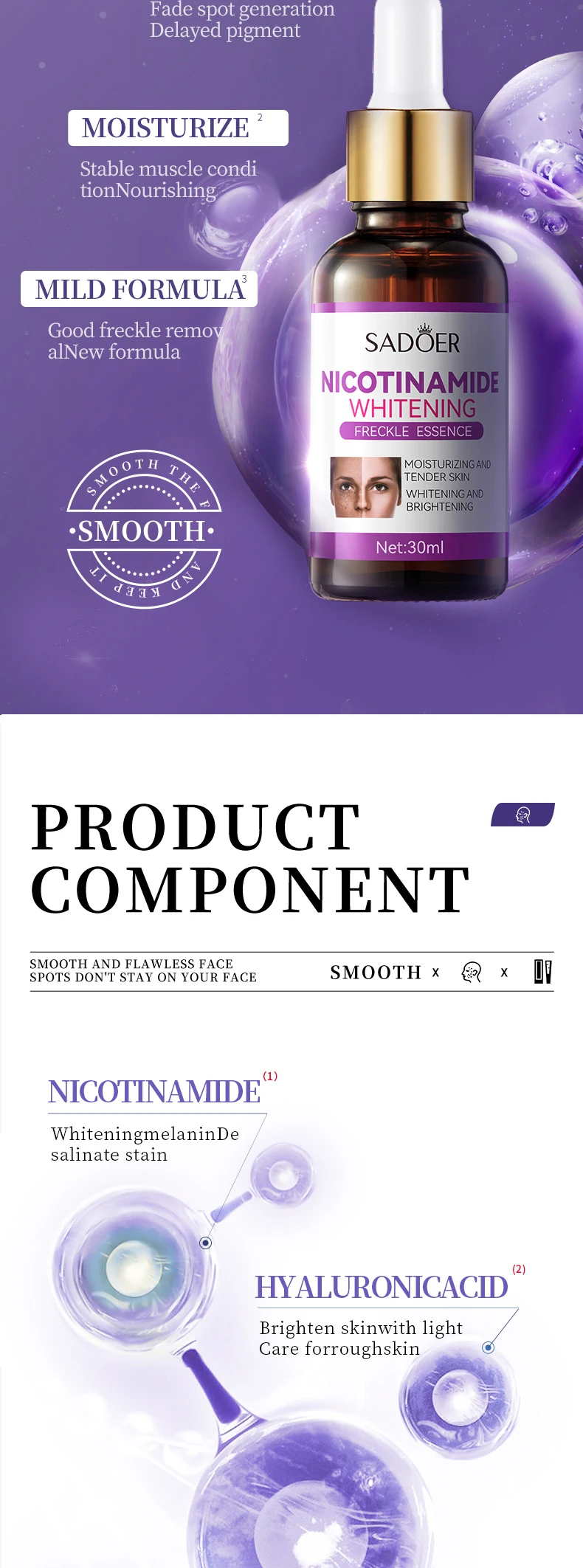 Oem Sadoer Private Label Nicotinamide Anti Wrinkle Whitening Moisturizing Herbal Organic Facial ...