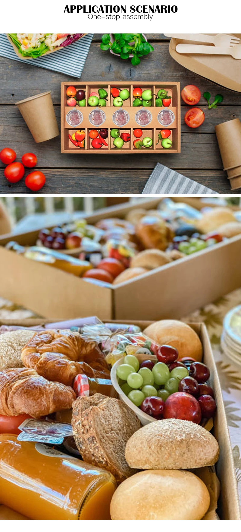 Custom Triple Dessert Platter Food Catering Box Party Tacos Kraft Paper ...