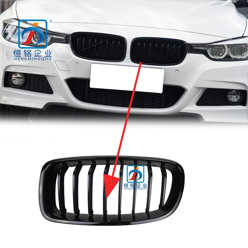 Gloss Black F35 Single Slat Front Bumper Kidney Grill For Bmw 3 Series ...