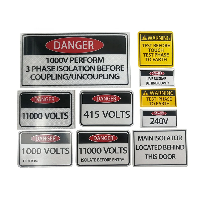 Custom Self Adhesive 3m Reflective Machine Danger Warning Sign Label ...