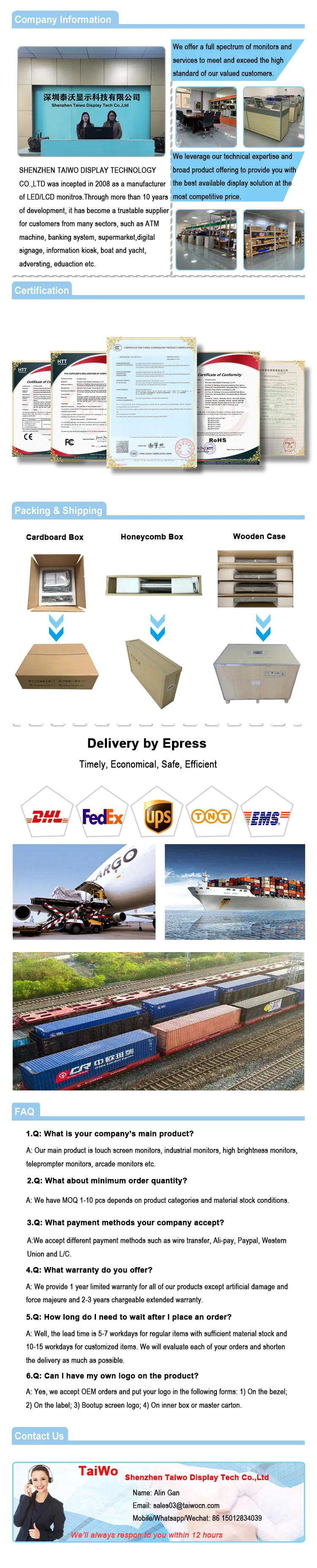 1000 Nits Open Frame 17 Inch High Brightness Lcd Kiosk Monitor With Vga ...